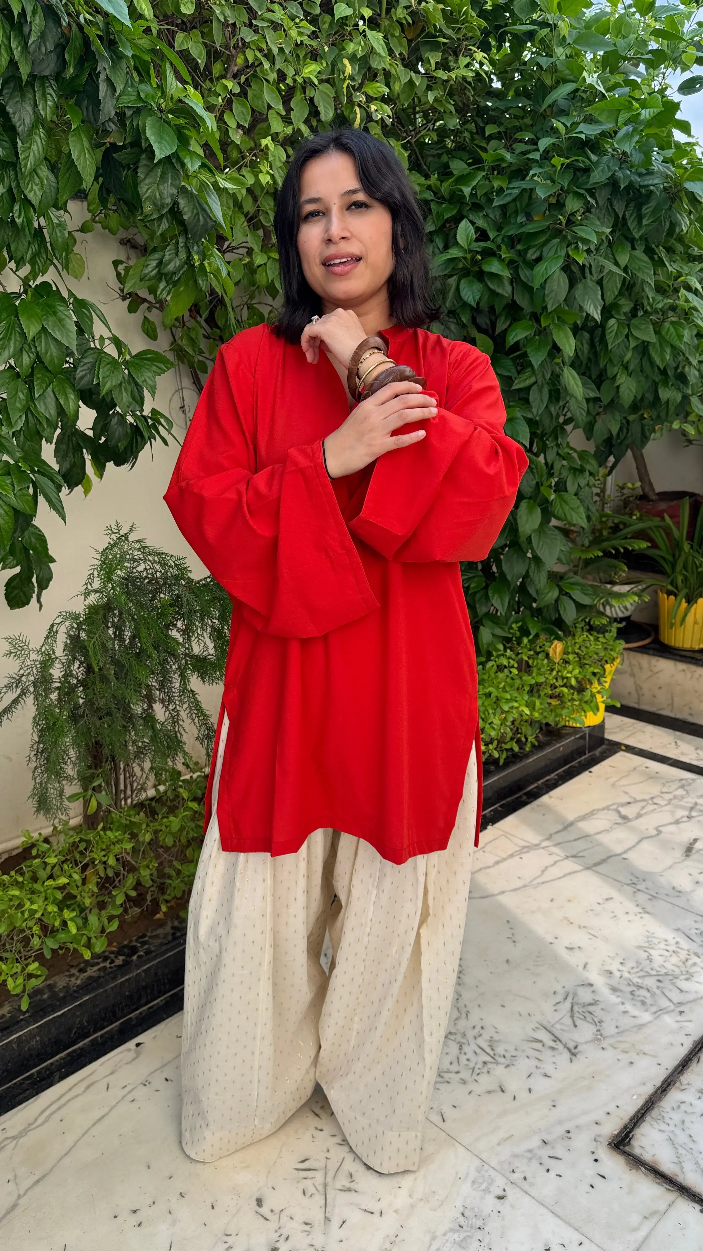 Pyoor Solids Orange Farshi Set | Shop Cotton Festive Wear